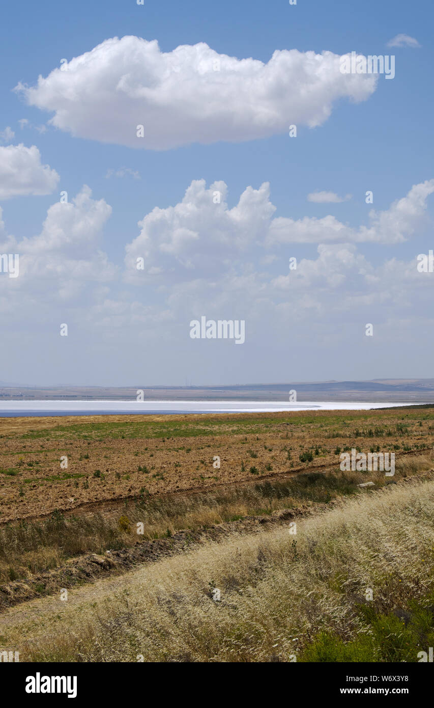 Turkey, Central Anatolia: aerial view of the salt expanse of Lake Tuz ...