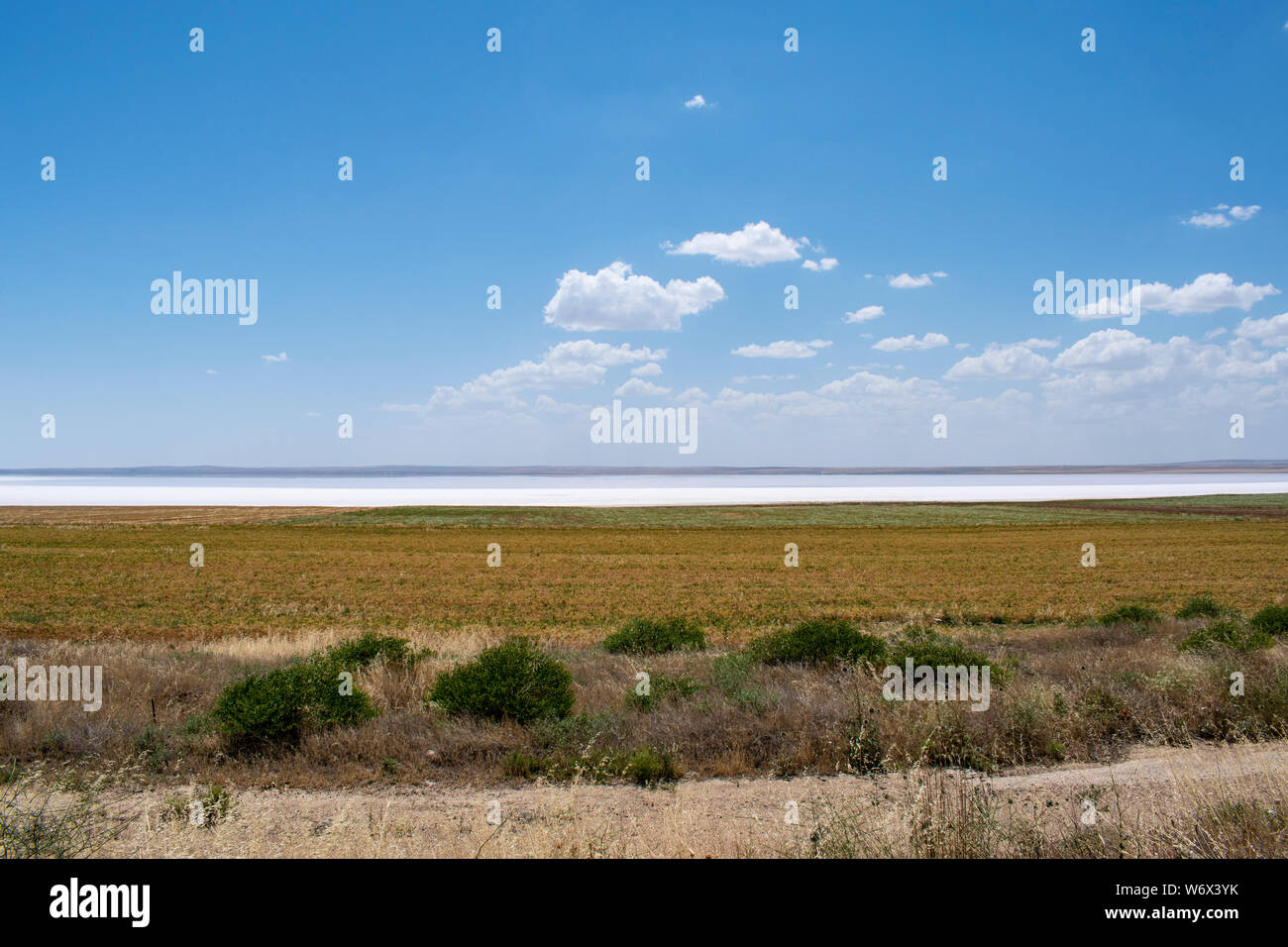 Turkey, Central Anatolia: aerial view of the salt expanse of Lake Tuz ...