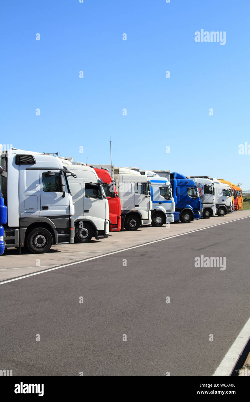 Trucks on a parking Stock Photo - Alamy