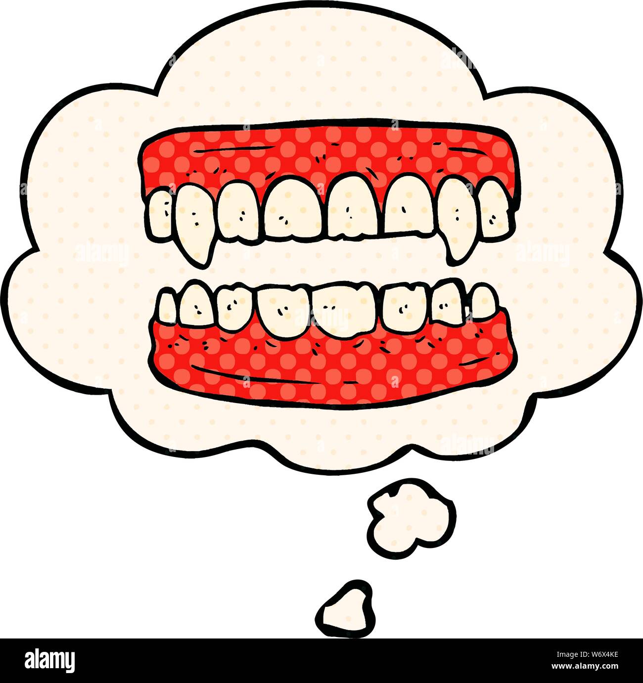 cartoon vampire teeth with thought bubble in comic book style Stock ...
