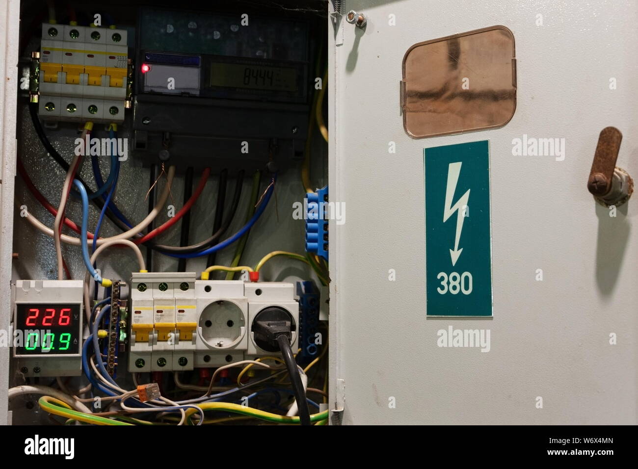 Small electric box at 380 v Stock Photo - Alamy