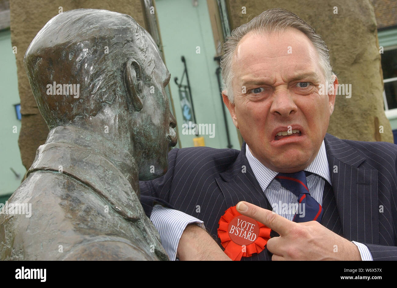 Actor Rik Mayall on walkabout in character as MP Alan B'Stard ...