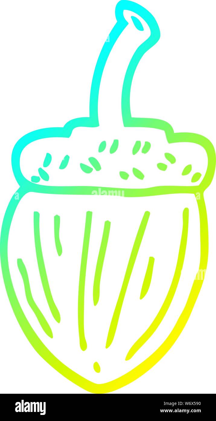 cold gradient line drawing of a cartoon acorn Stock Vector Image & Art ...