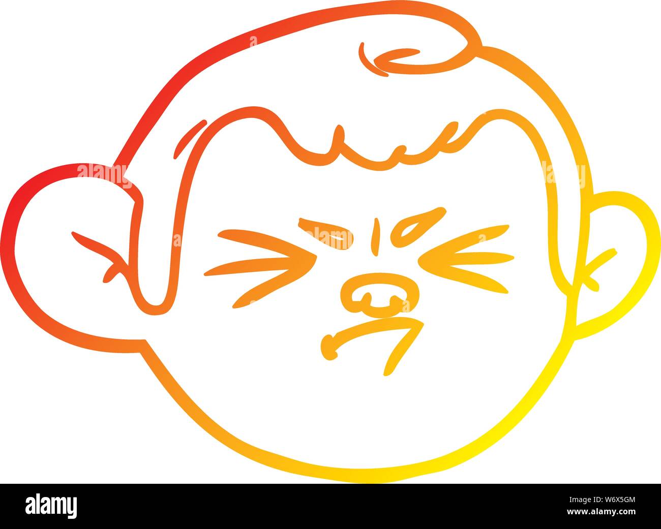 warm gradient line drawing of a cartoon monkey face Stock Vector Image ...