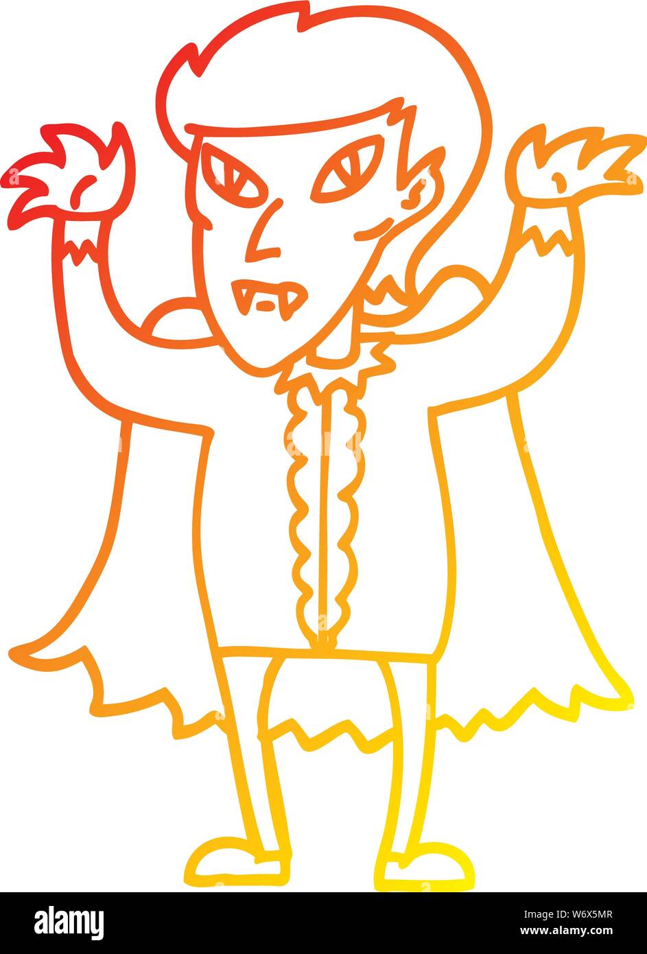 warm gradient line drawing of a cartoon vampire Stock Vector Image ...