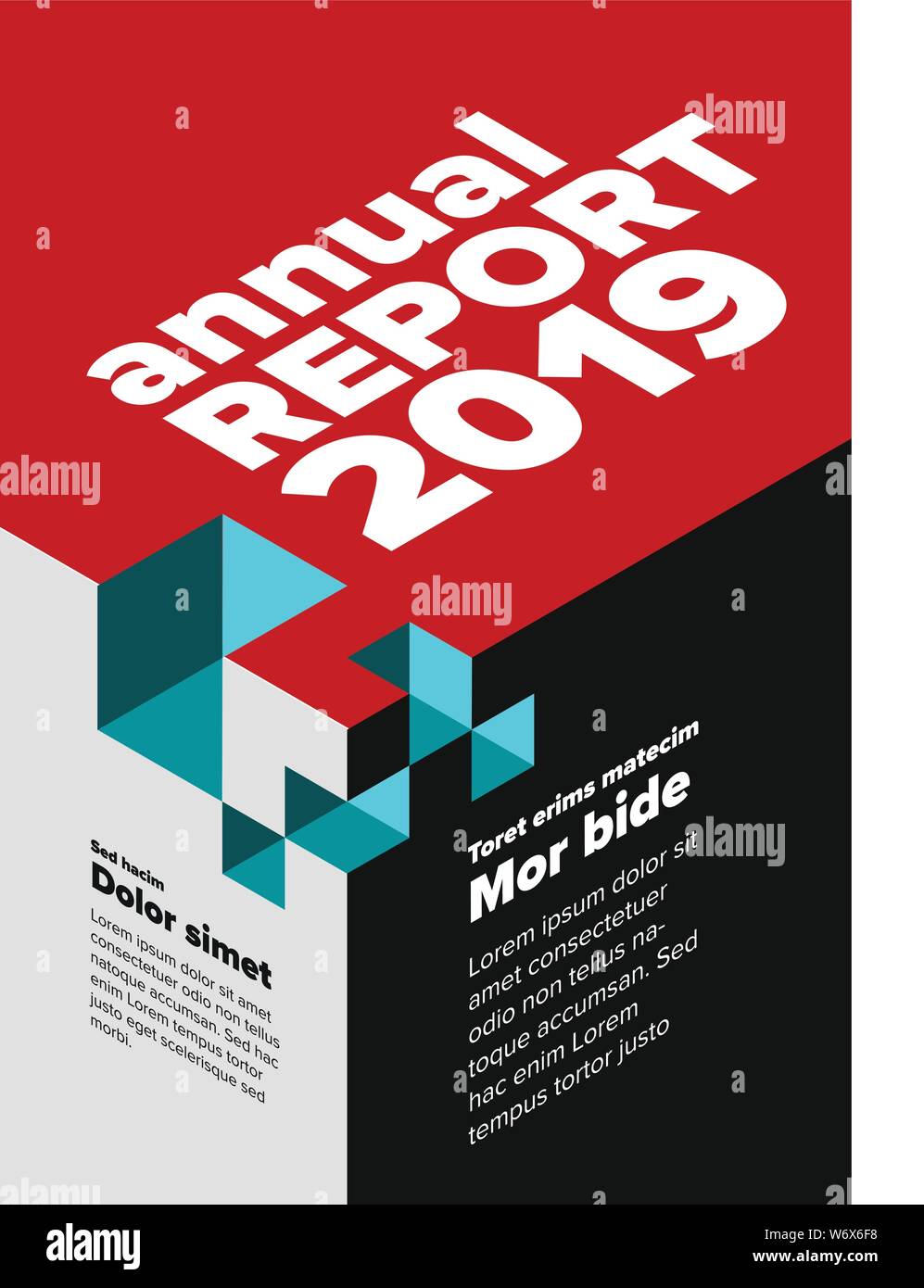 Vector abstract annual report cover template with abstract isometric ...