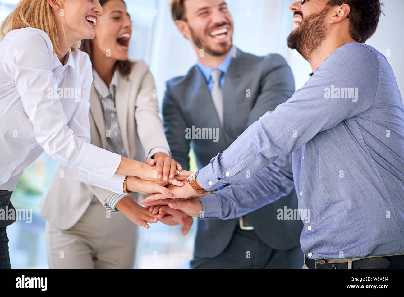 Teamwork - successfully completed business meeting Stock Photo - Alamy