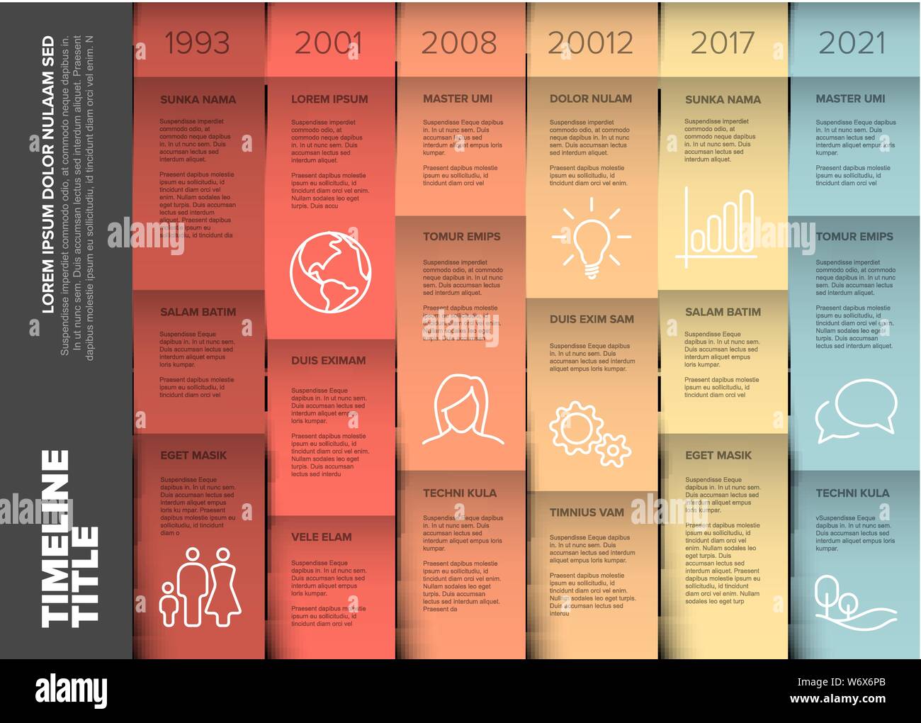 Vector multipurpose Infographic timeline table template made from six ...
