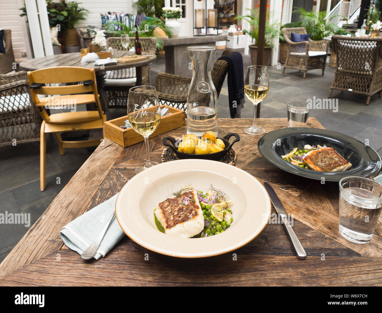 Enjoying lunch at Renaa Matbaren in the centre of Stavanger Norway. an ...