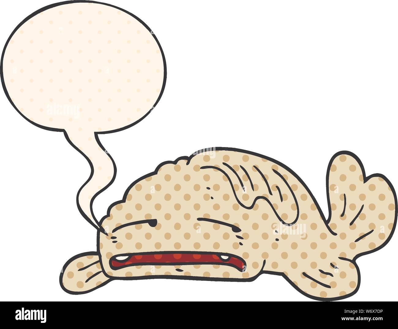 cartoon sad old fish with speech bubble in comic book style Stock ...
