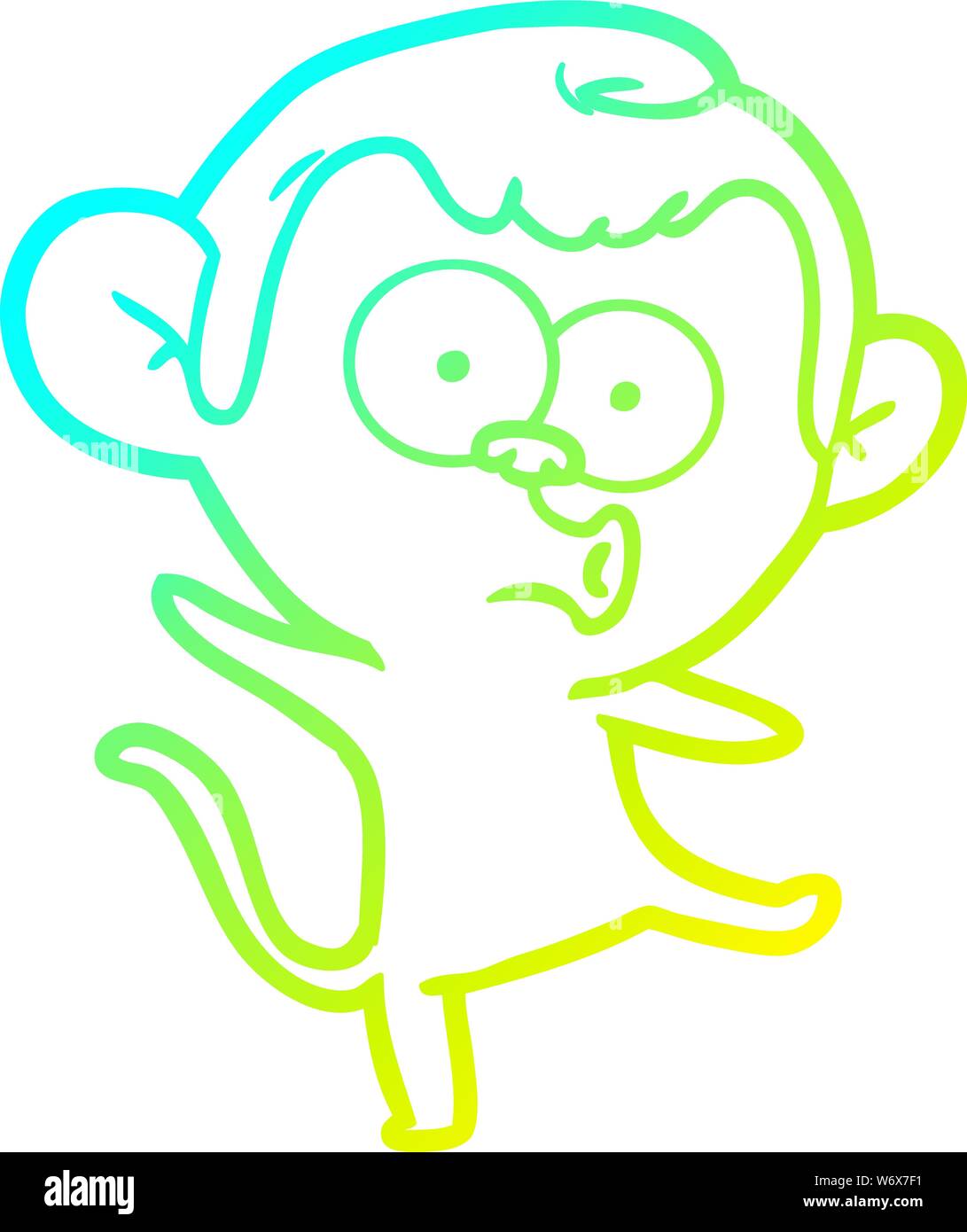 cold gradient line drawing of a cartoon surprised monkey Stock Vector ...