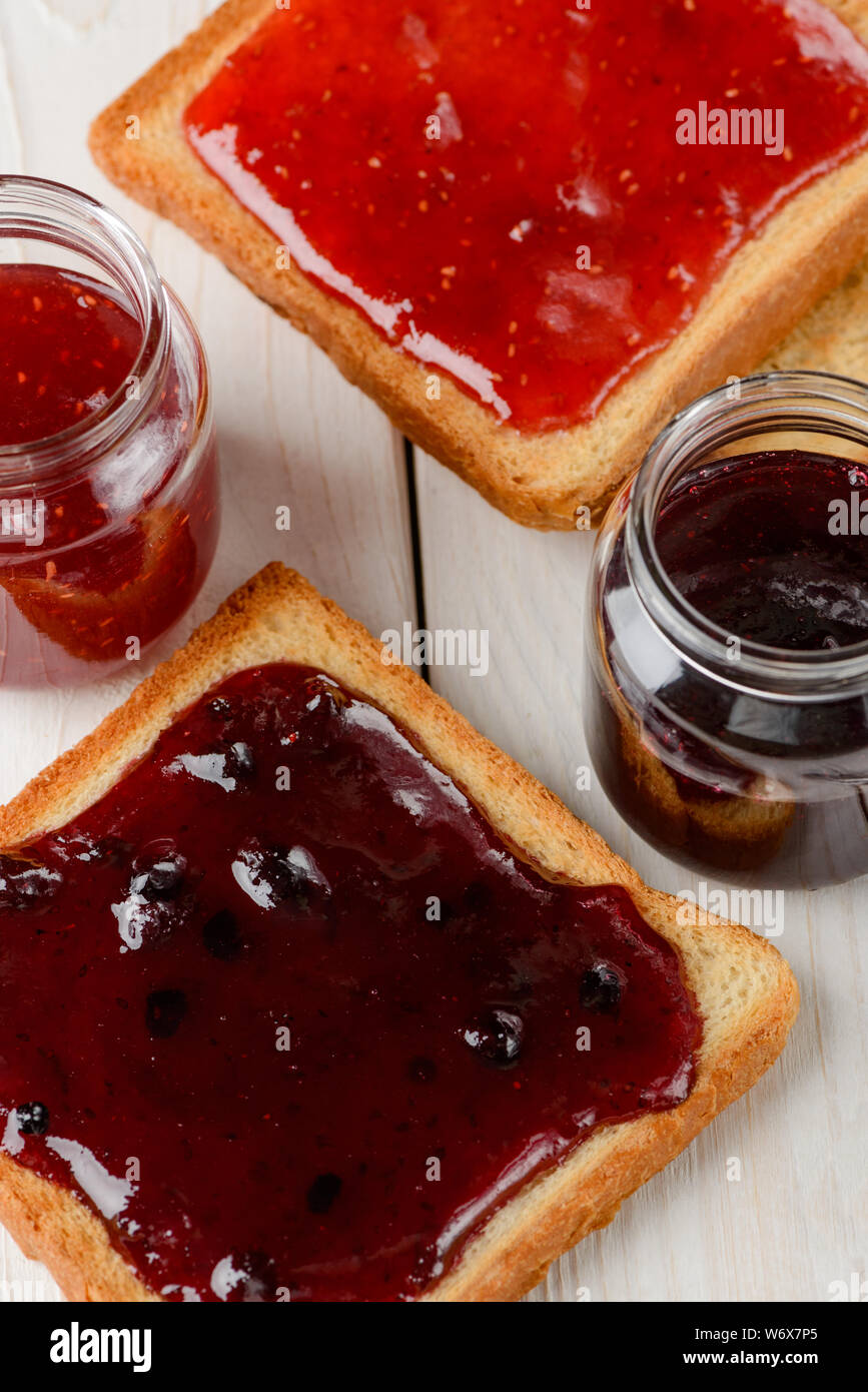 Closeup on toasts with jam Stock Photo - Alamy