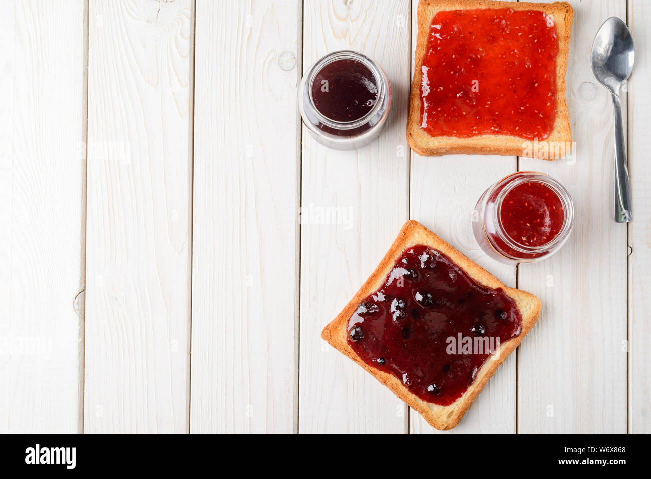 Toasted bread with homemade jam Stock Photo - Alamy
