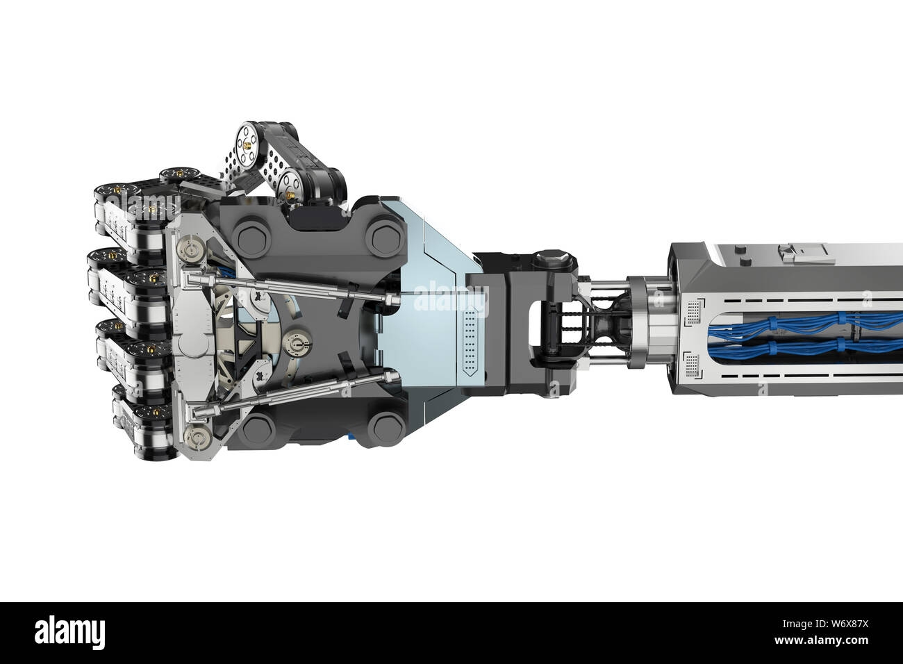 3d rendering cyborg hand or robotic hand fist isolated on white Stock ...