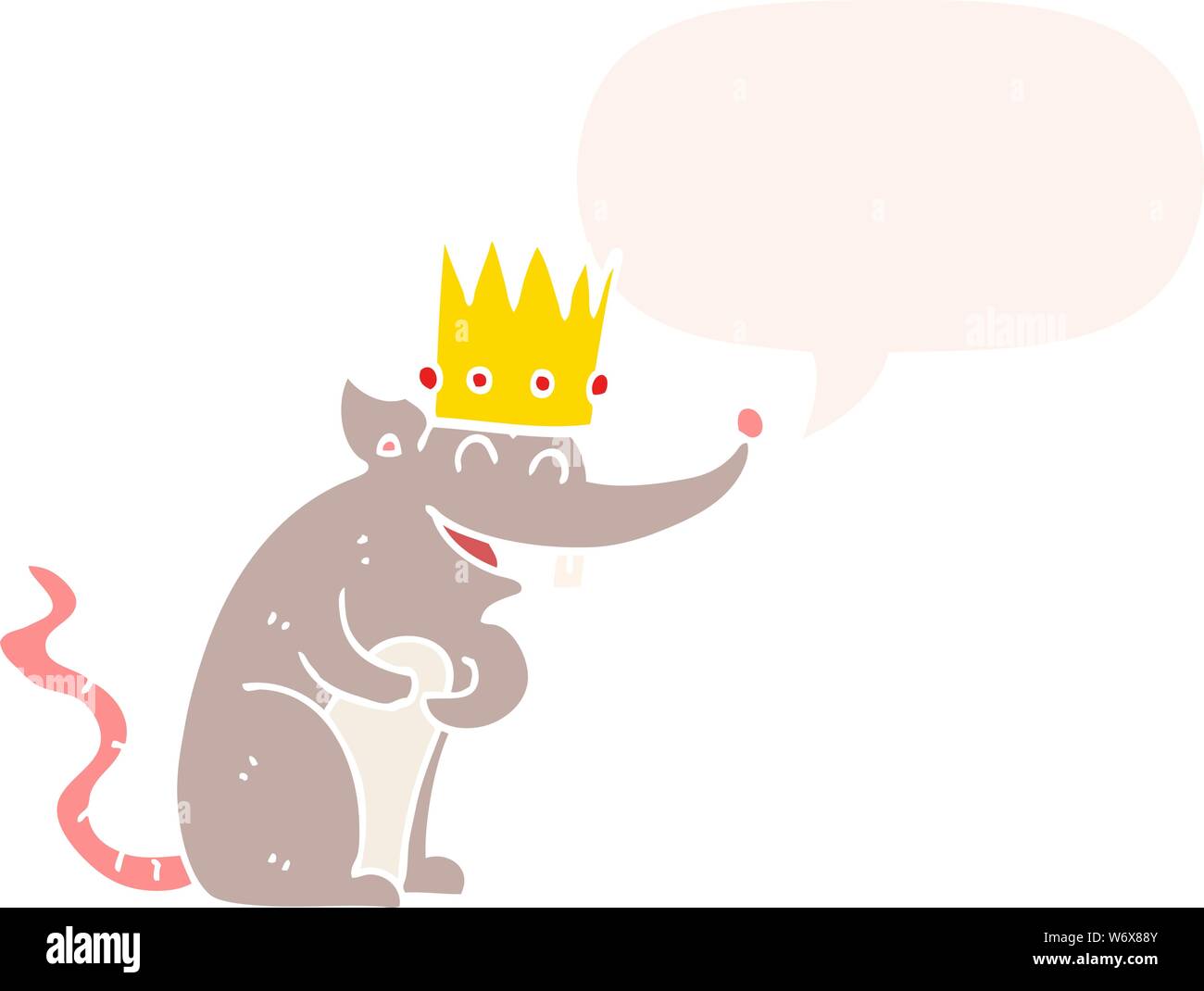 cartoon rat king laughing with speech bubble in retro style Stock ...