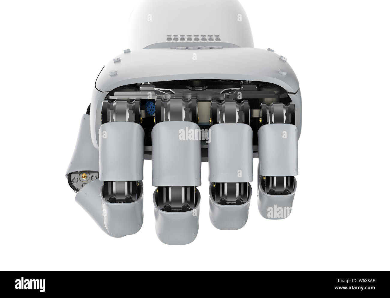 3d rendering cyborg hand or robotic hand fist isolated on white Stock ...