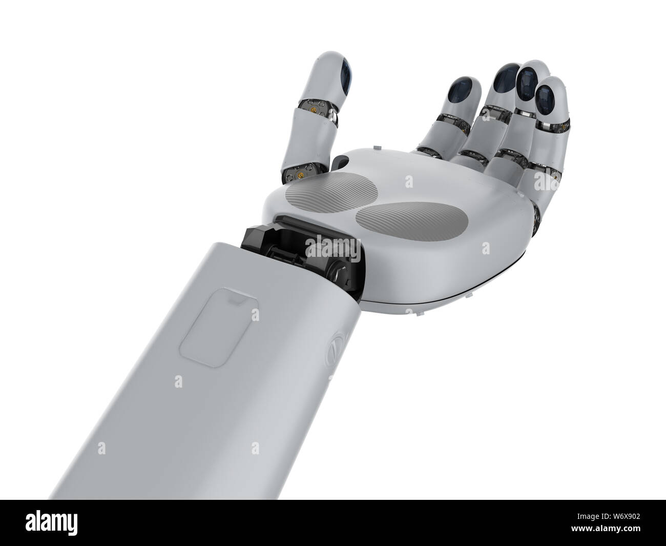 3d rendering cyborg hand or robotic hand open isolated on white Stock ...