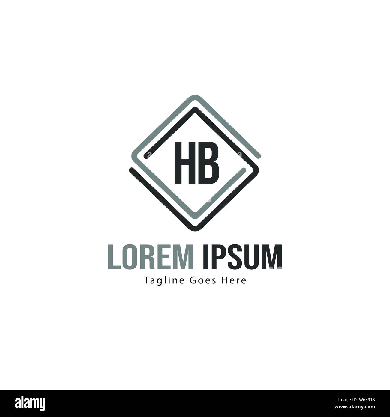Initial HB logo template with modern frame. Minimalist HB letter logo ...