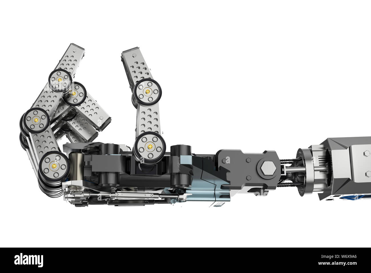 3d rendering cyborg empty hand holding isolated on white Stock Photo - Alamy