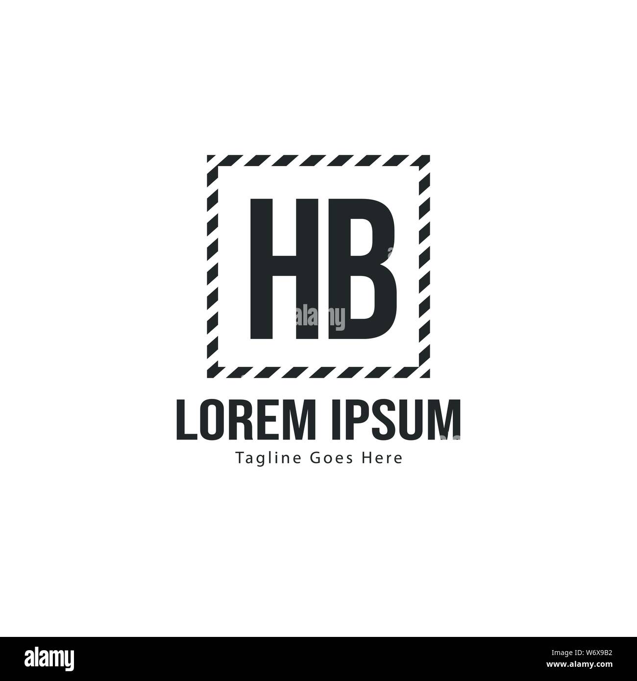Initial HB logo template with modern frame. Minimalist HB letter logo ...