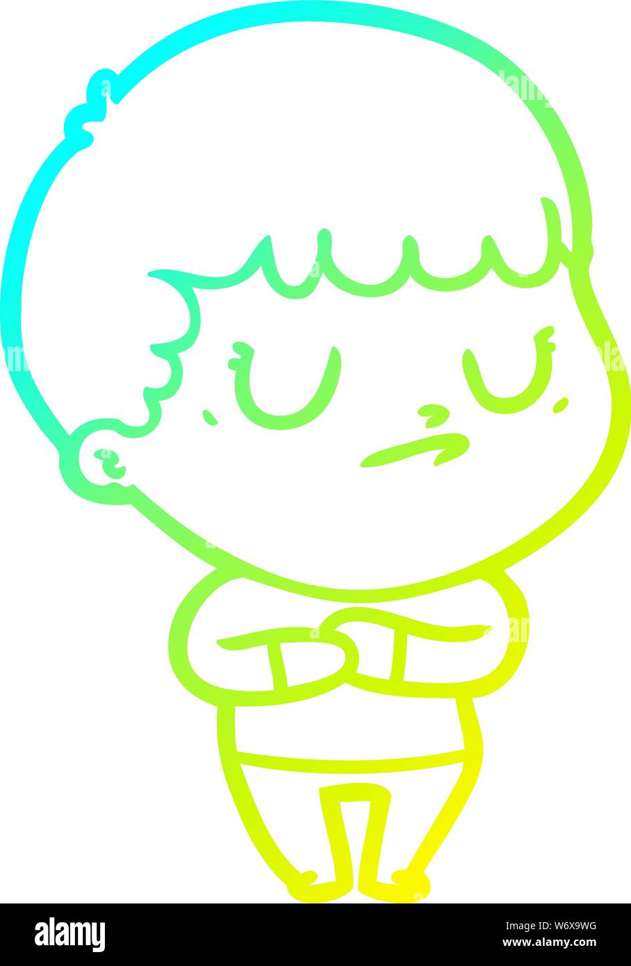 cold gradient line drawing of a cartoon grumpy boy Stock Vector Image ...