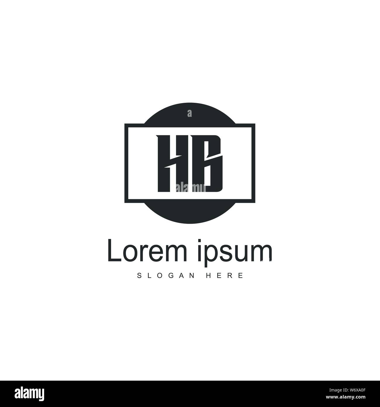 Initial HB logo template with modern frame. Minimalist HB letter logo ...