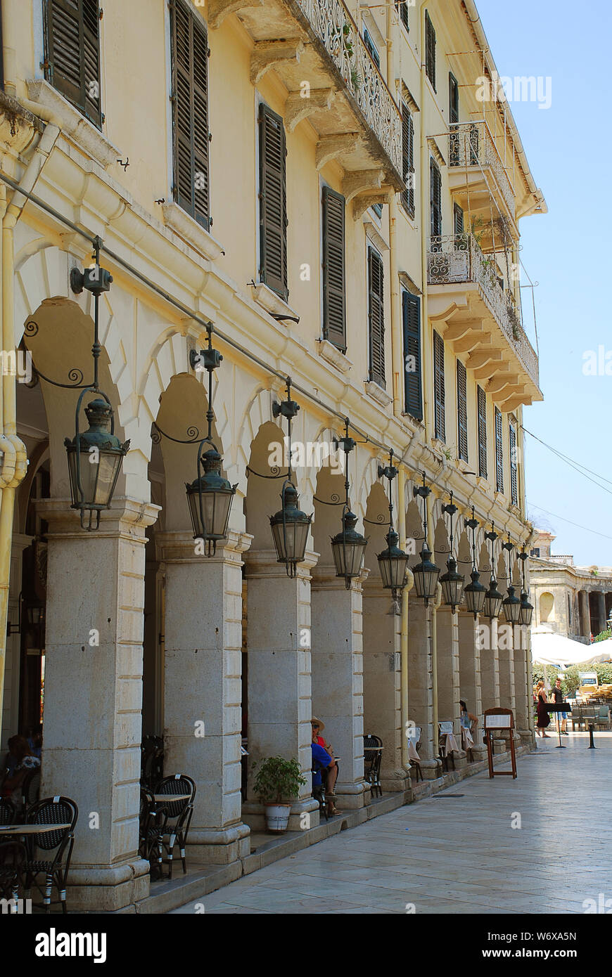 The Liston in Corfu with arcaded terraces and fashionable cafes, nearby ...