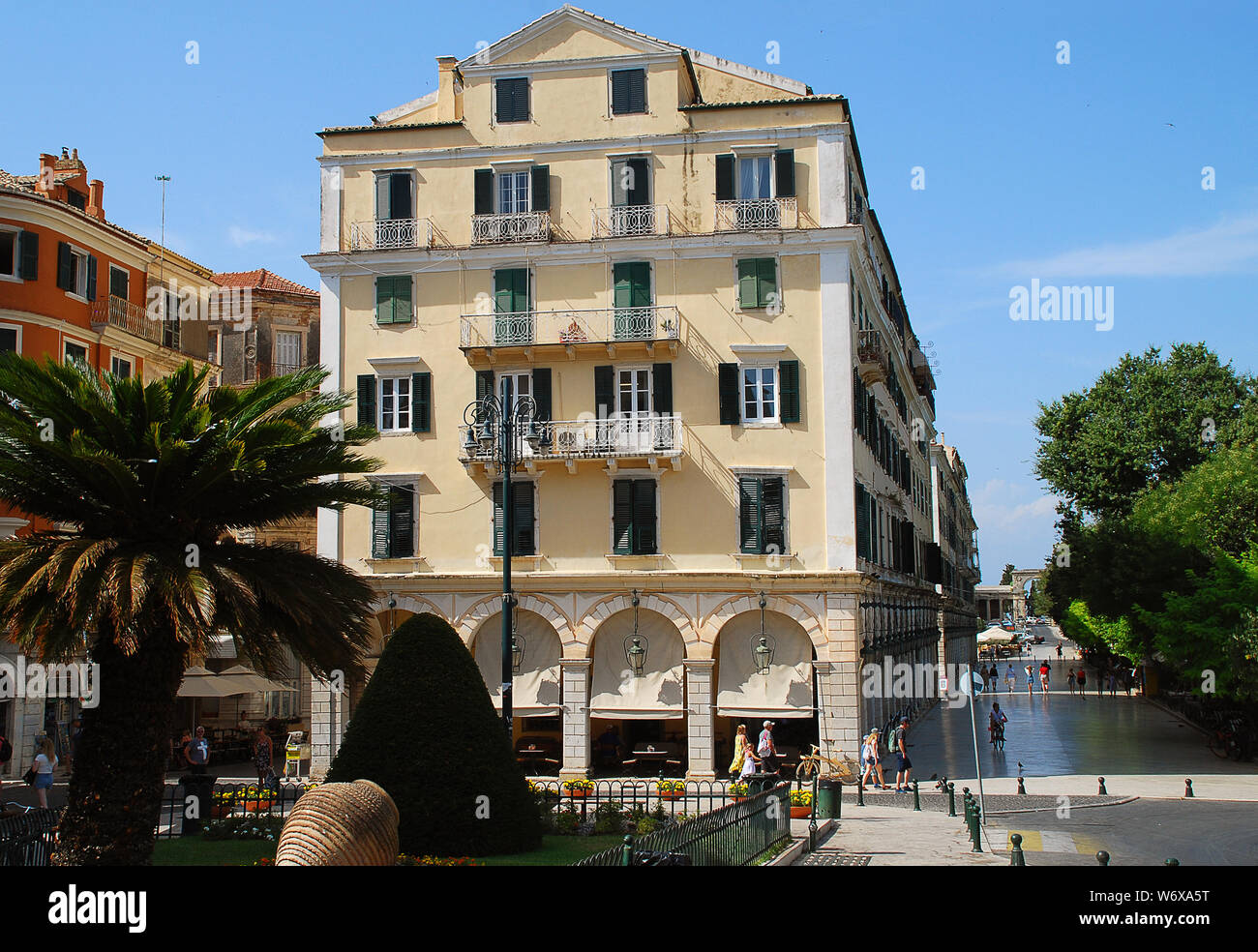 The Liston in Corfu with arcaded terraces and fashionable cafes, nearby ...