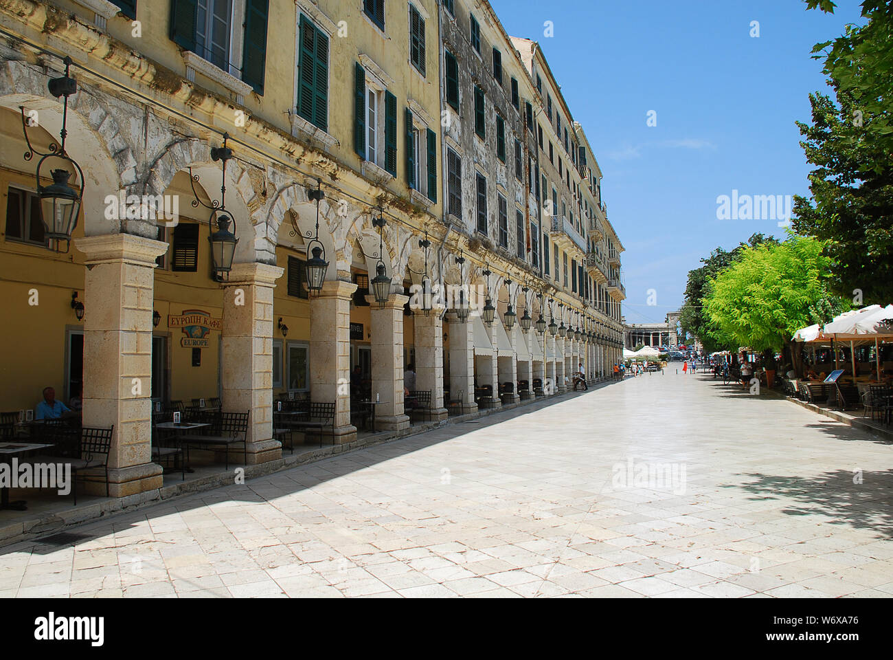 The Liston in Corfu with arcaded terraces and fashionable cafes, nearby ...