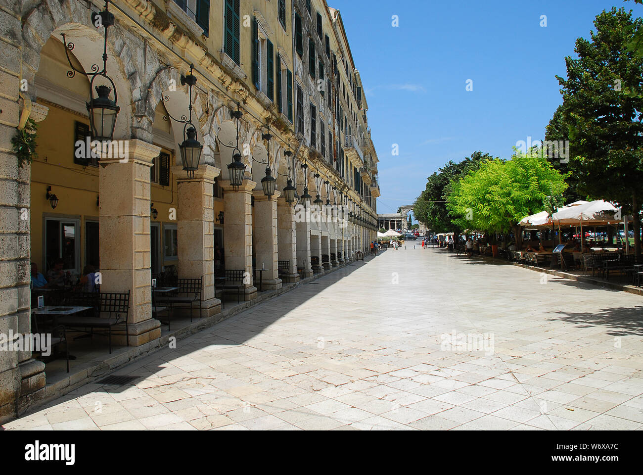 The Liston in Corfu with arcaded terraces and fashionable cafes, nearby ...