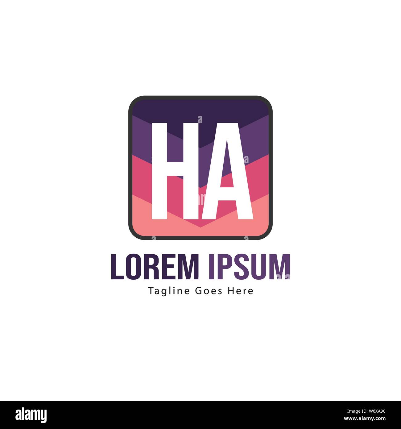 Initial HA logo template with modern frame. Minimalist HA letter logo ...