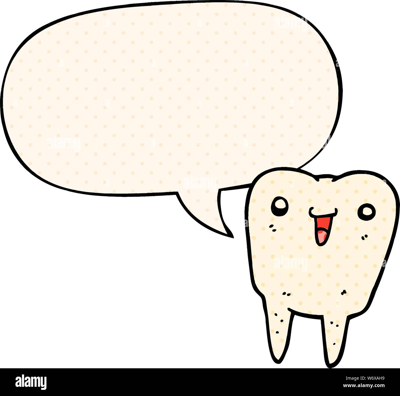 cartoon tooth with speech bubble in comic book style Stock Vector Image ...