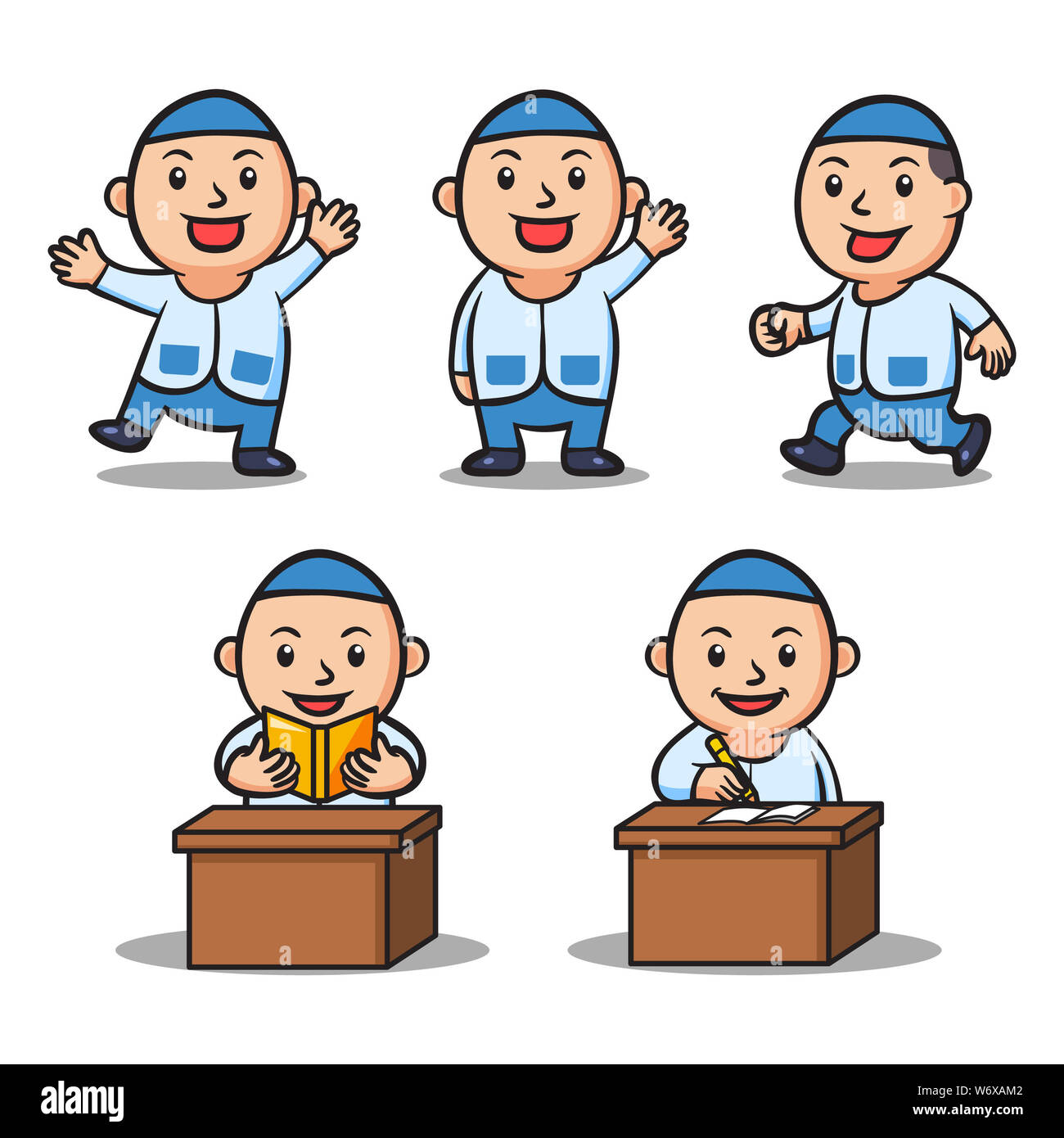 Moslem school kids character collection set. Suitable for islamic theme ...