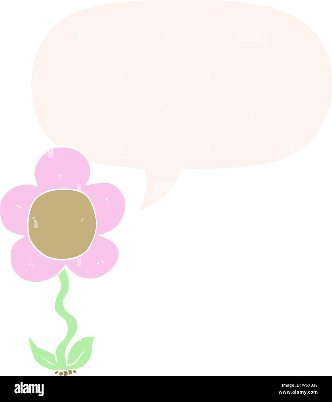 cartoon flower with speech bubble in retro style Stock Vector Image ...
