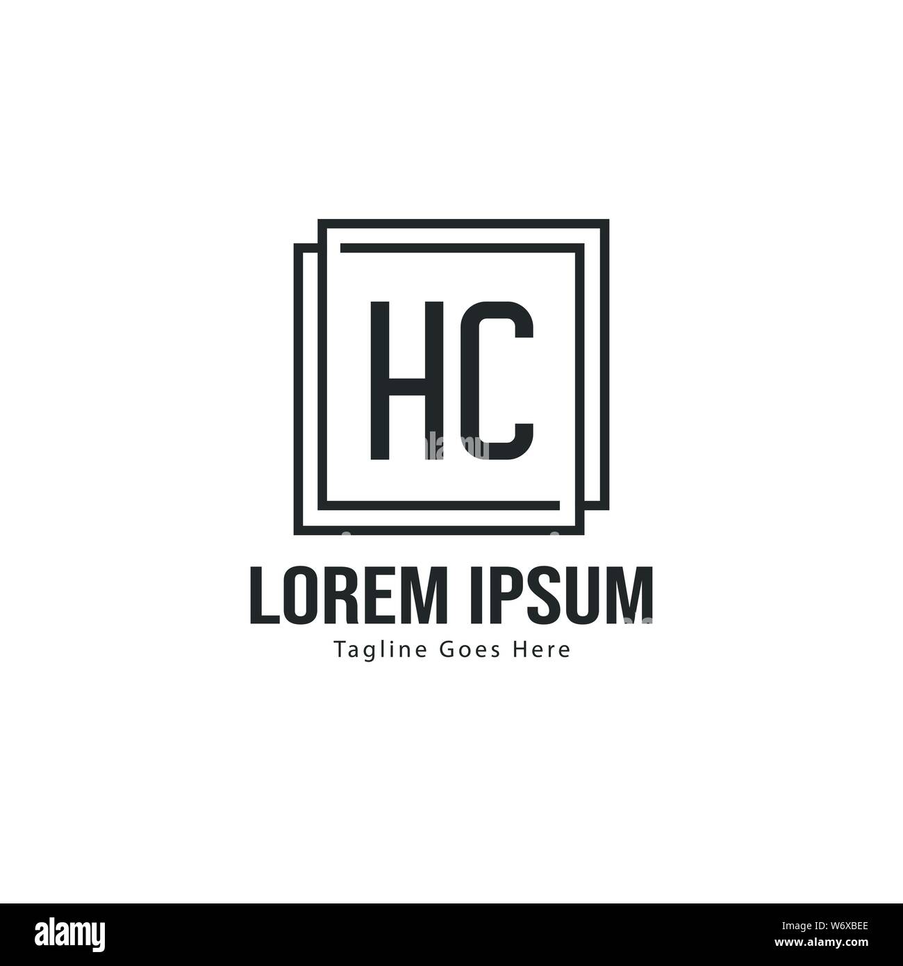 Initial HC logo template with modern frame. Minimalist HC letter logo ...