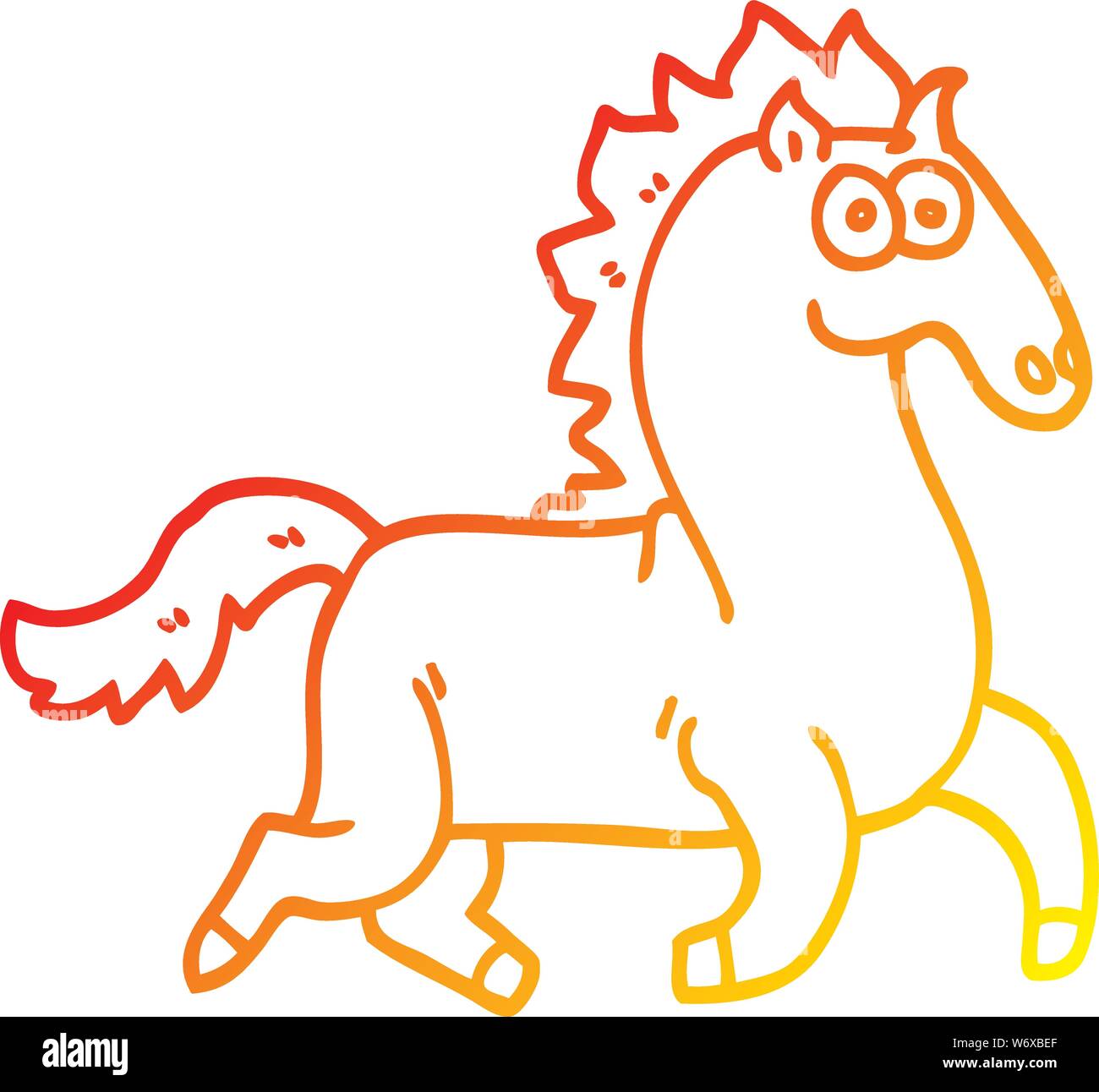 warm gradient line drawing of a cartoon magnificent stallion Stock ...