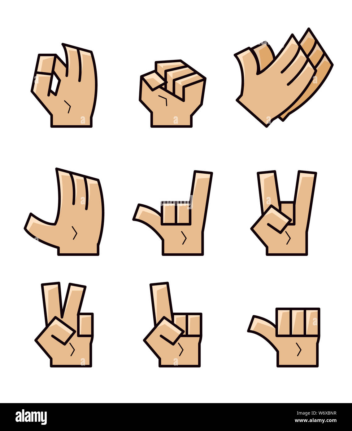 Cube cartoon hand gesture vector collection set Stock Photo - Alamy