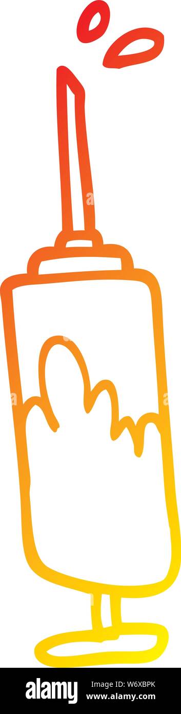 warm gradient line drawing of a cartoon needle full of blood Stock ...