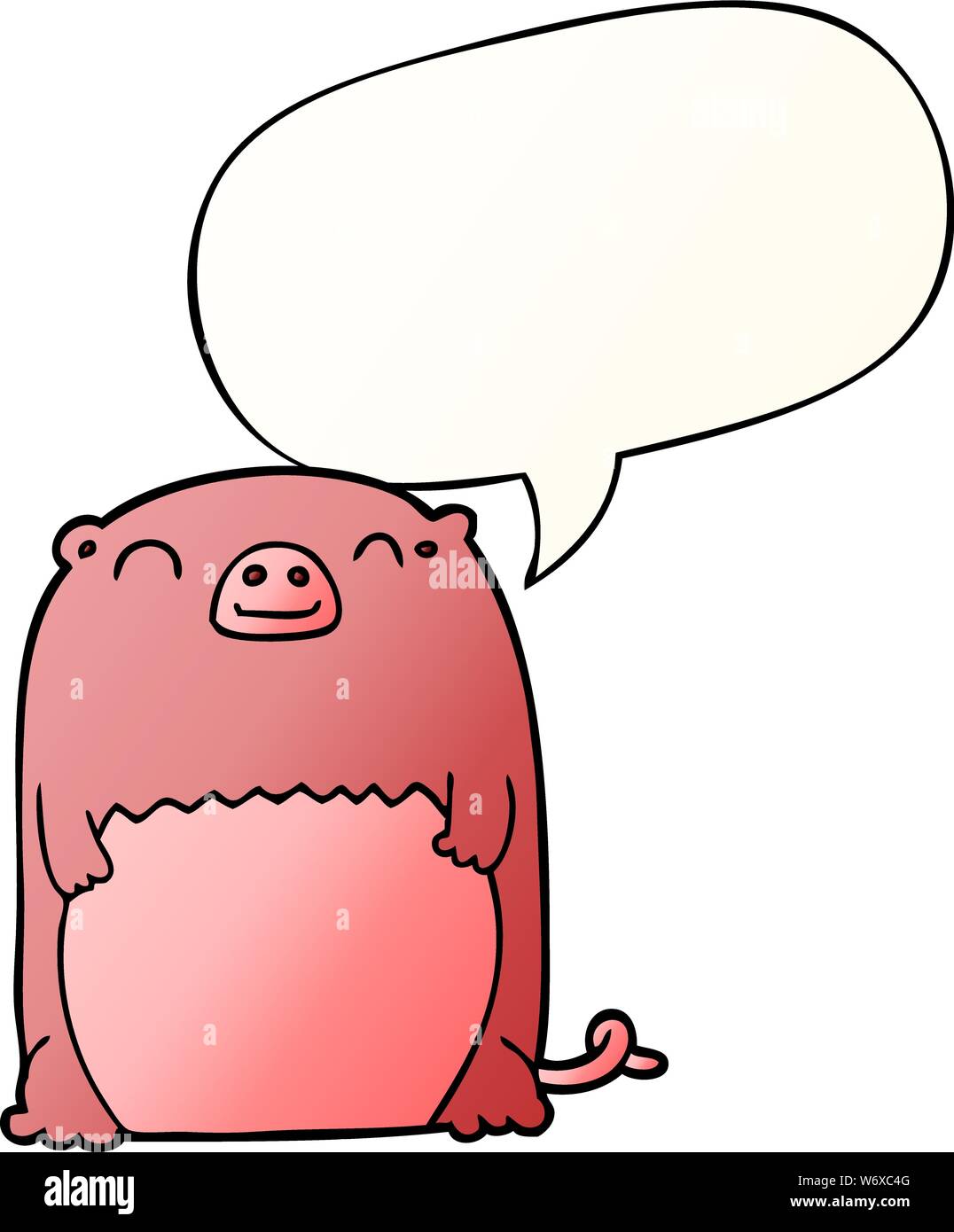 cartoon creature with speech bubble in smooth gradient style Stock ...