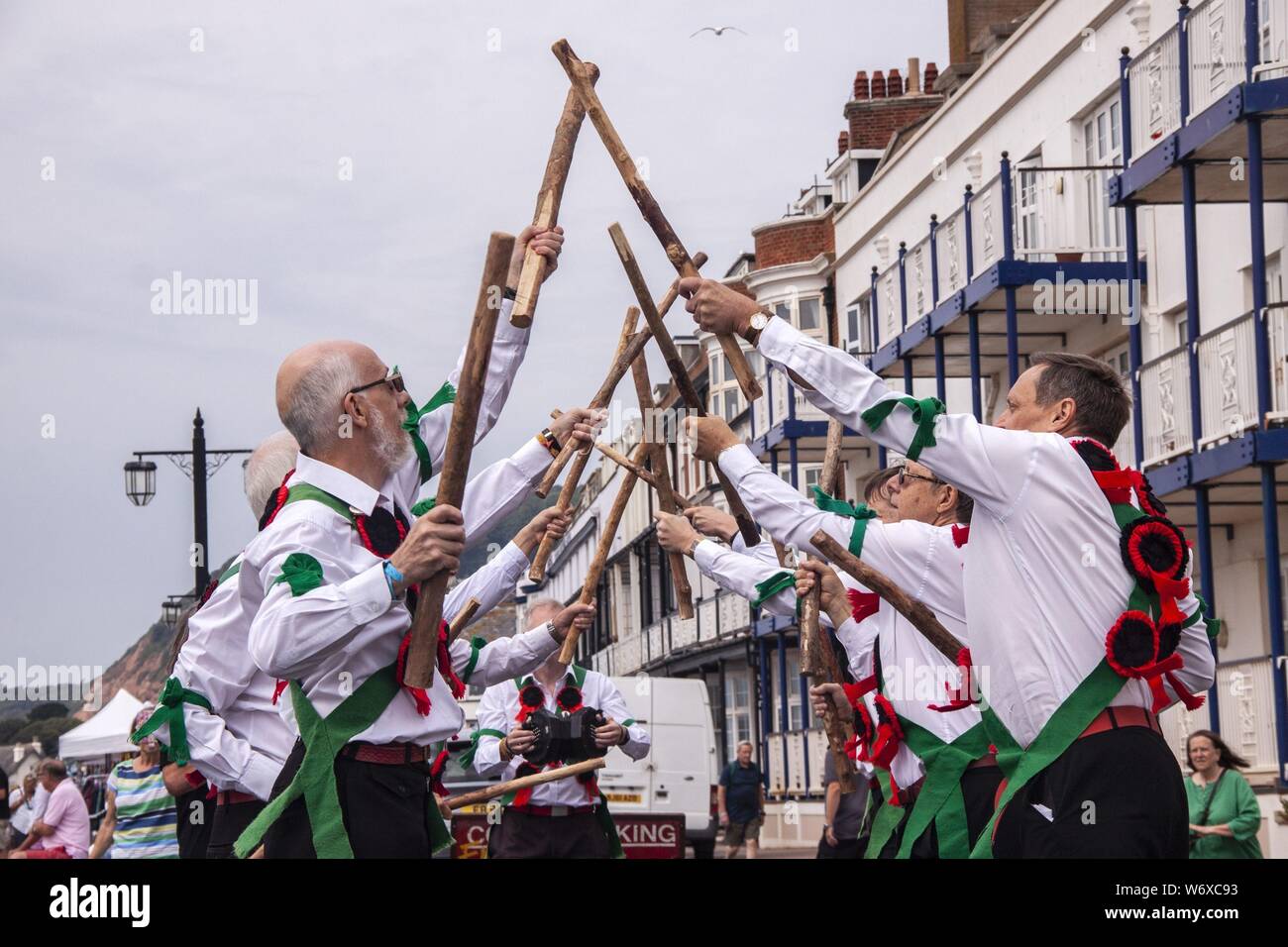 Sidmouth 3rd Aug 19 Traditional folk dancing on the Esplanade, Sidmouth ...