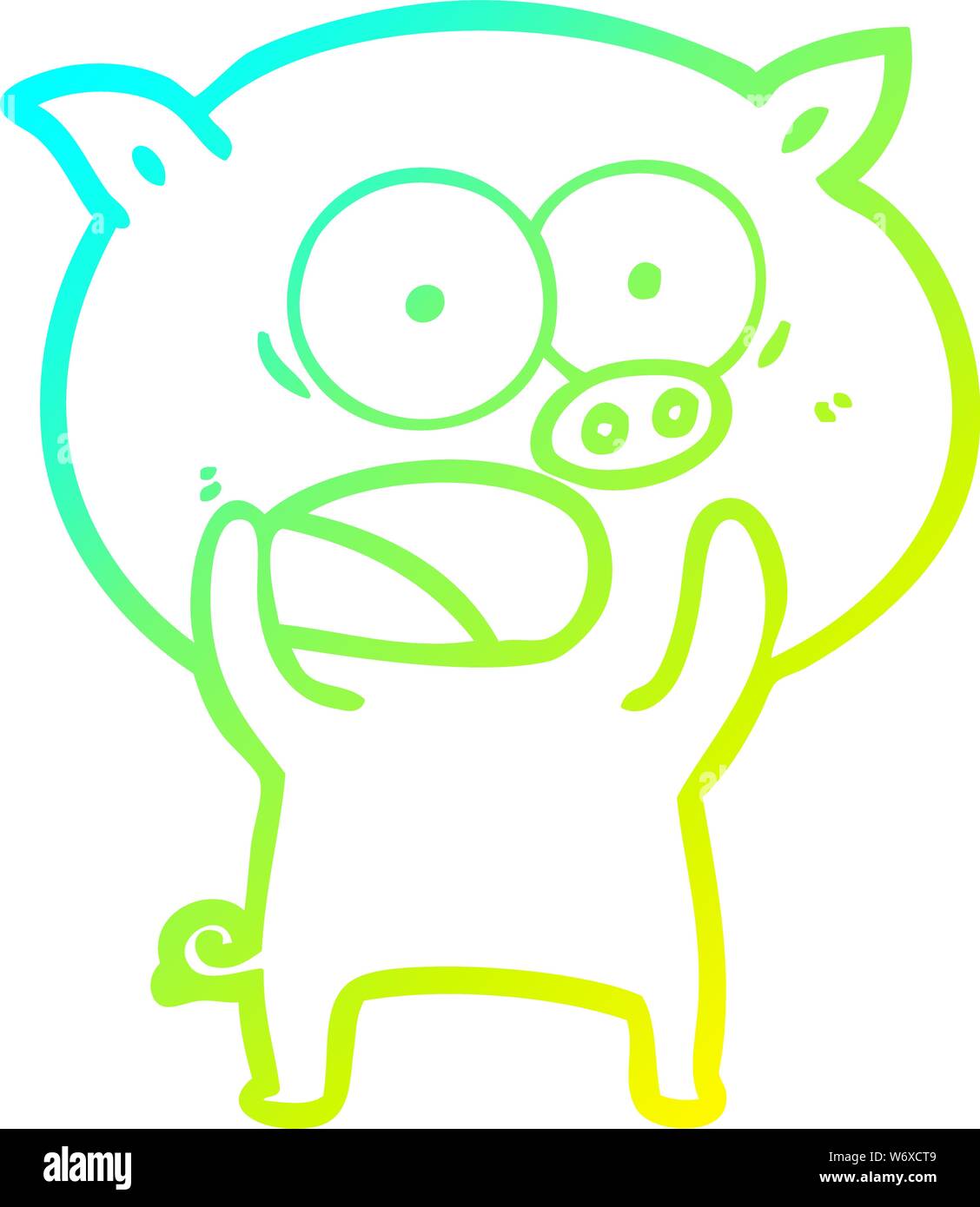 cold gradient line drawing of a cartoon pig shouting Stock Vector Image ...