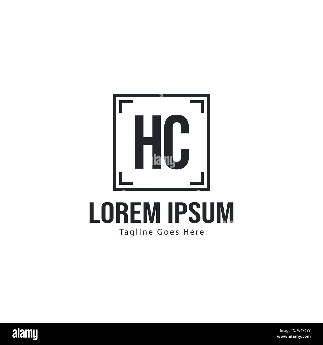 Initial HC logo template with modern frame. Minimalist HC letter logo ...