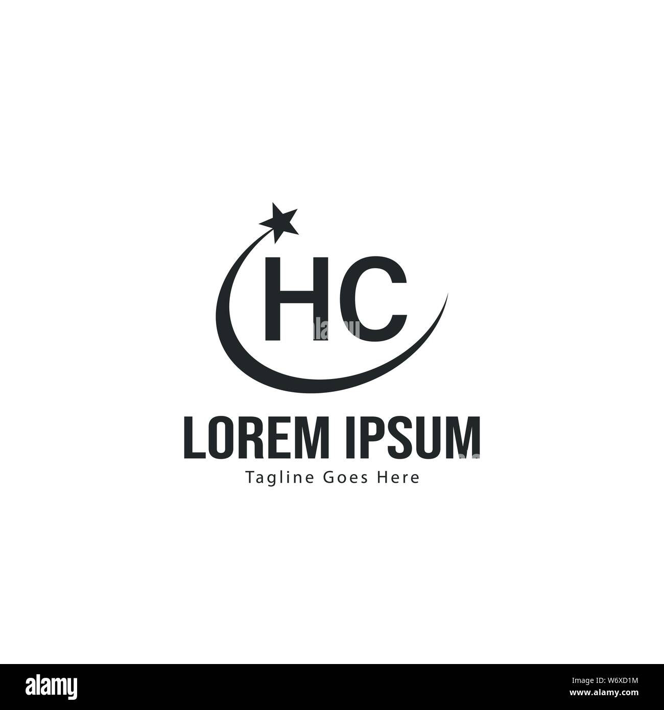 Initial HC logo template with modern frame. Minimalist HC letter logo ...