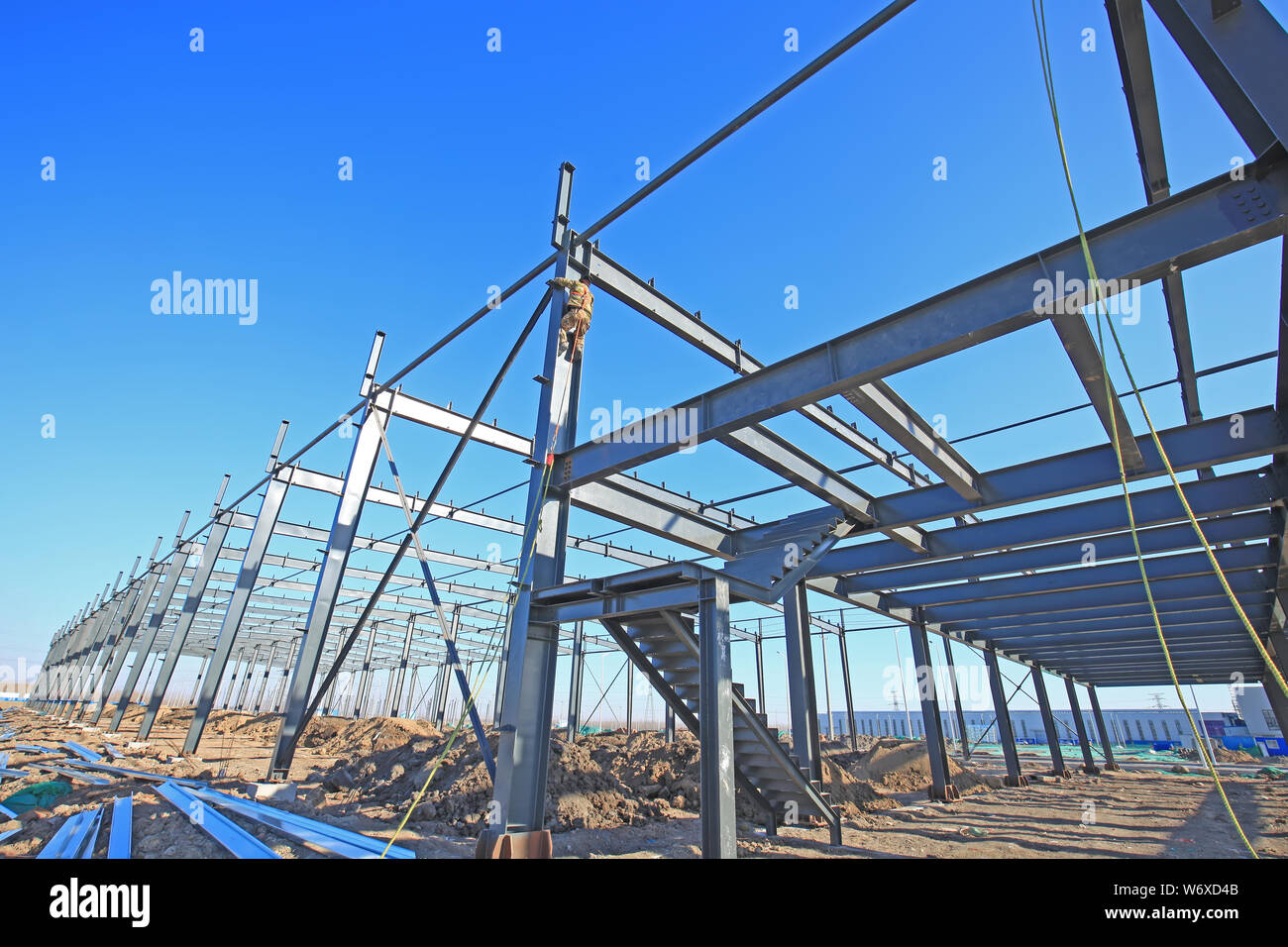 In the construction site, steel structure is under construction Stock ...