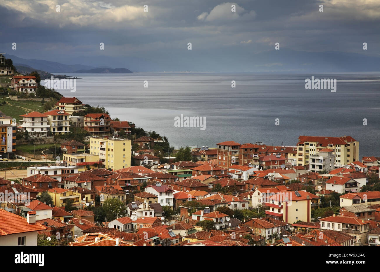 Panoramic view in Pogradec. Albania Stock Photo - Alamy