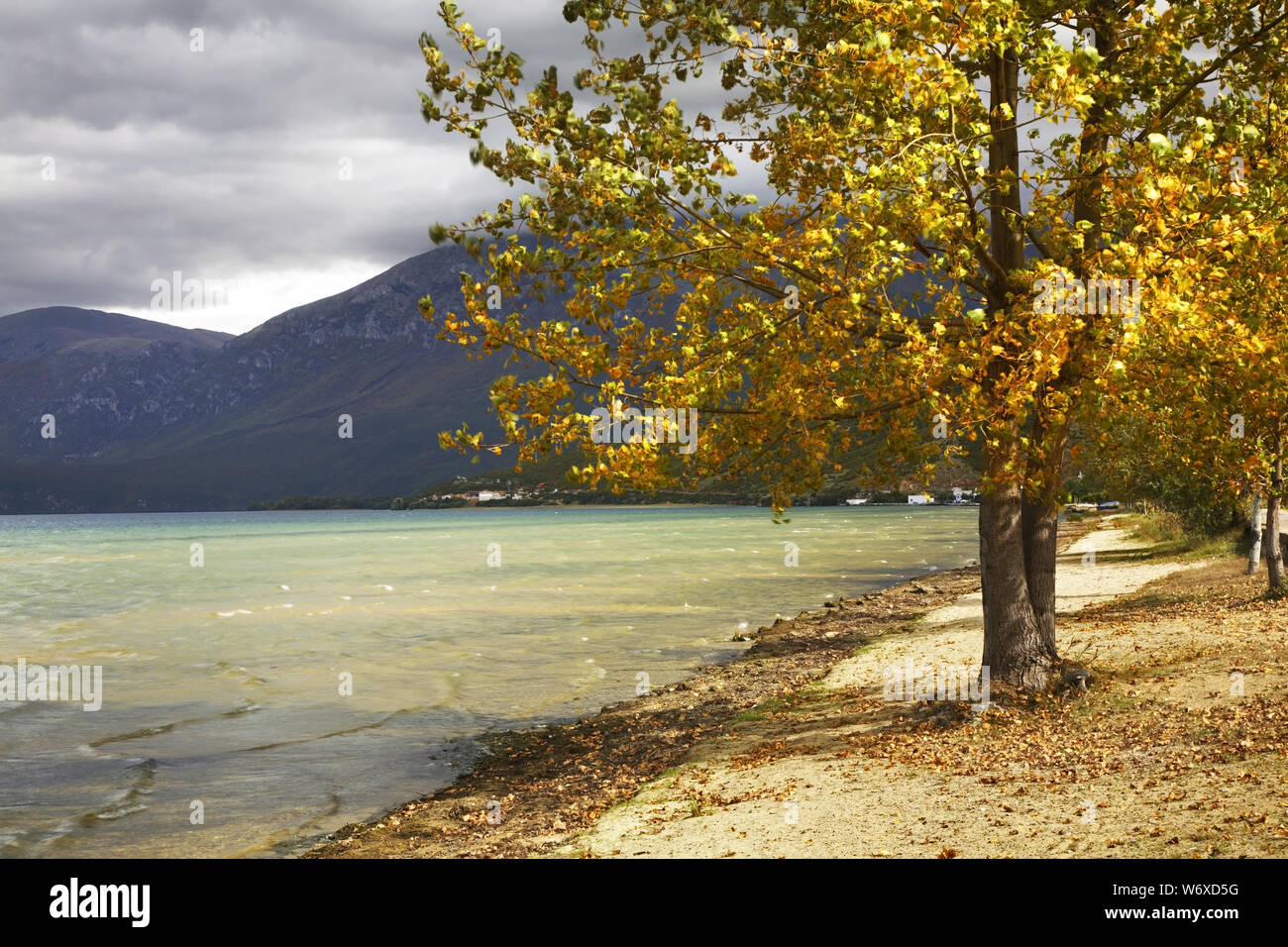 Beach in Pogradec. Albania Stock Photo - Alamy