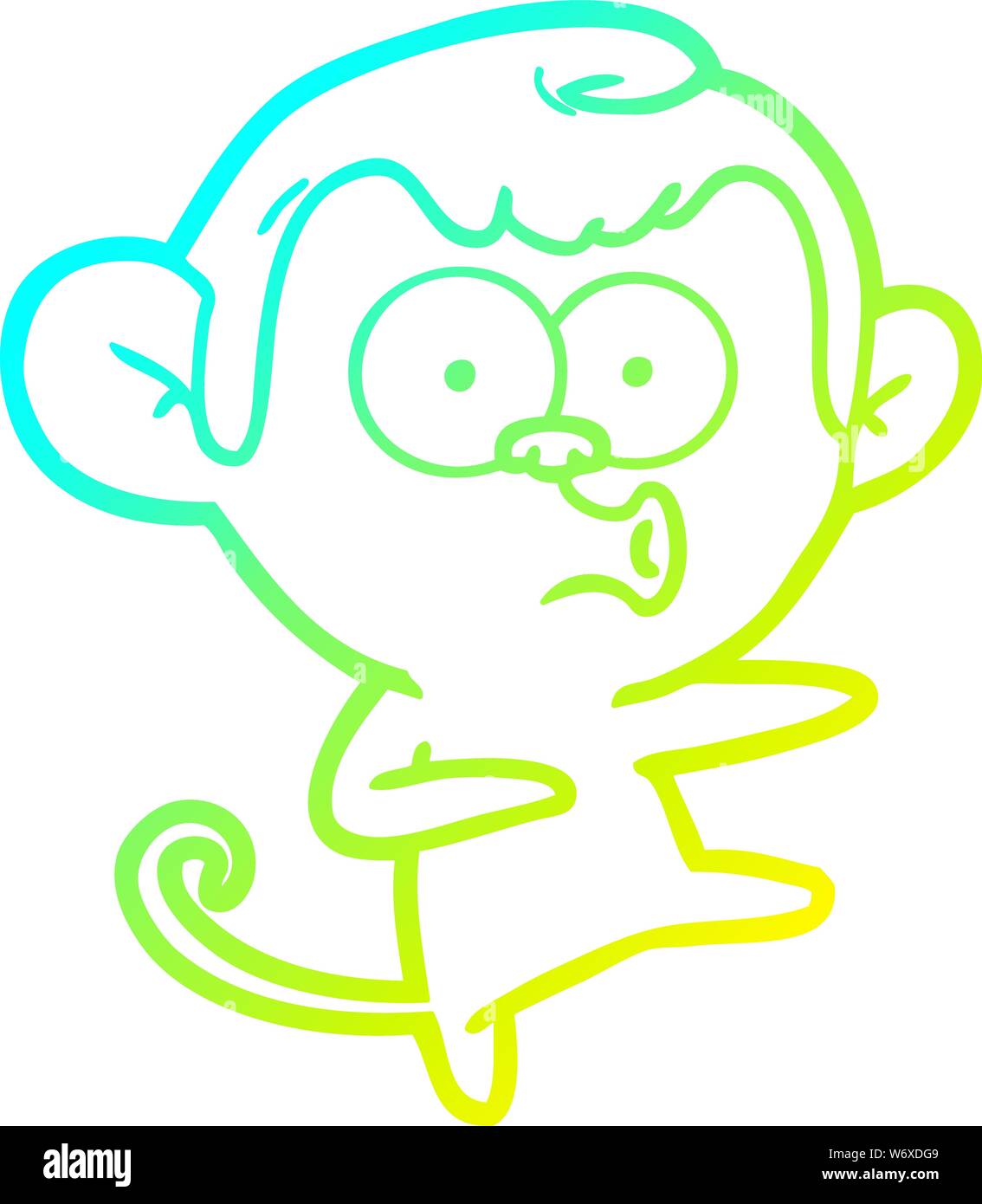 cold gradient line drawing of a cartoon dancing monkey Stock Vector ...