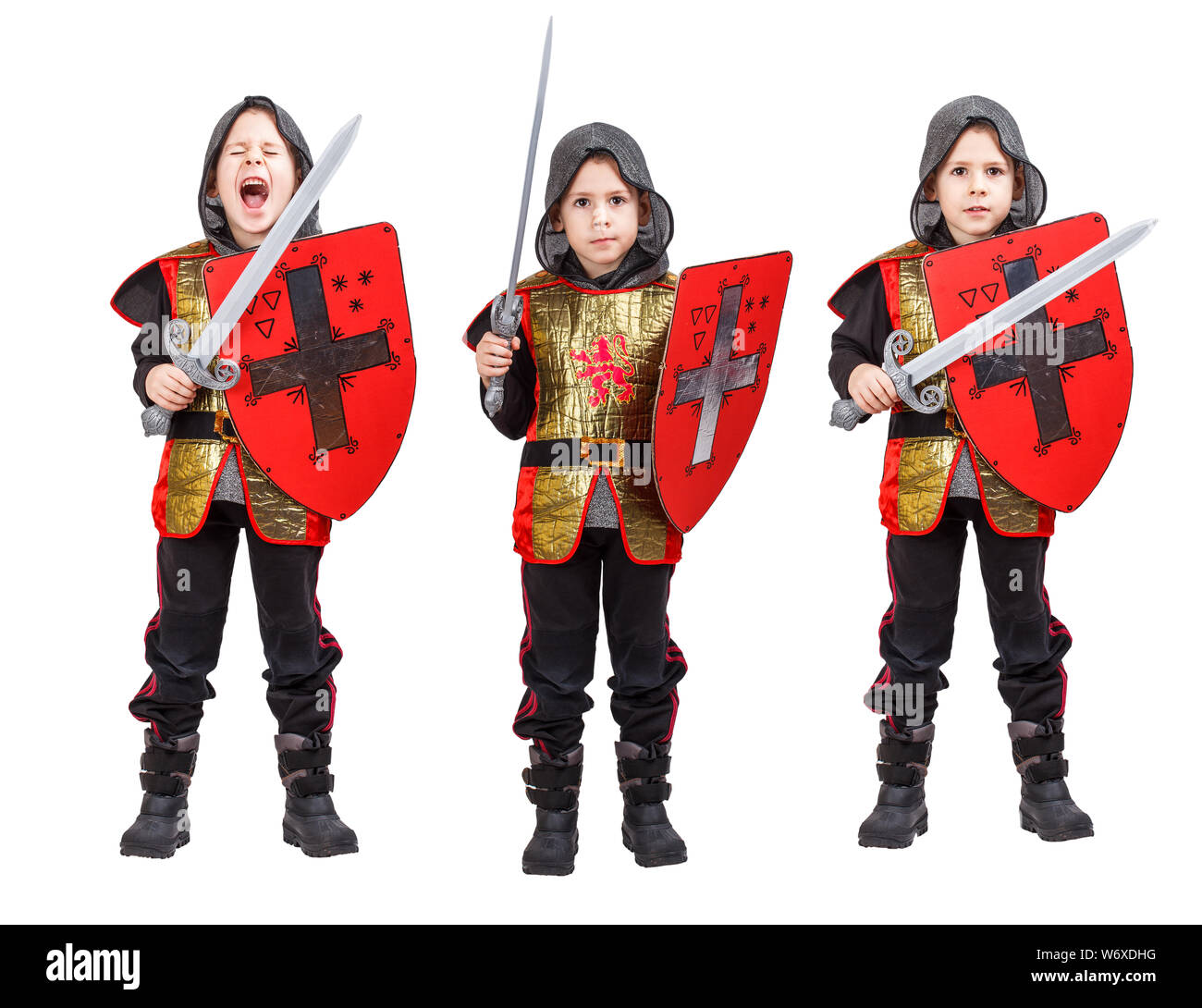 Photo of the boy in medieval knight costume isolated on white Stock ...