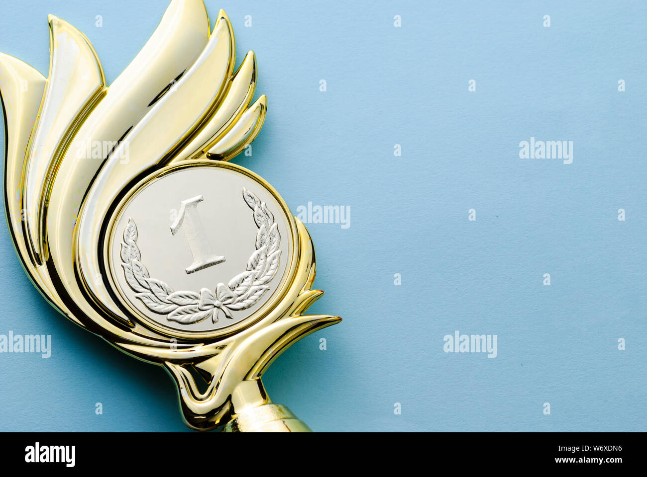 Gold medallion winners trophy with laurel wreath for the winner of a ...