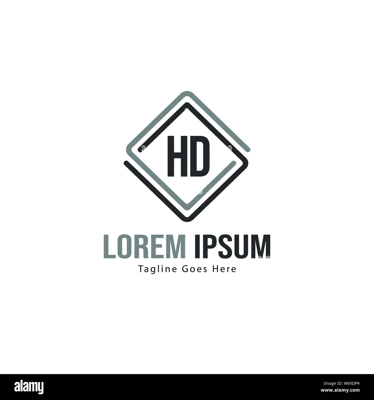 Initial HD logo template with modern frame. Minimalist HD letter logo ...